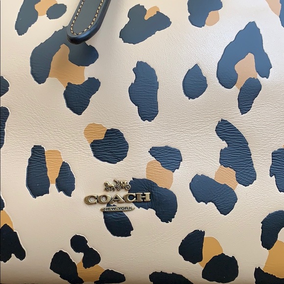 Coach | Bags | Coach Market Tote Calf Leather In Leopard Print | Poshmark